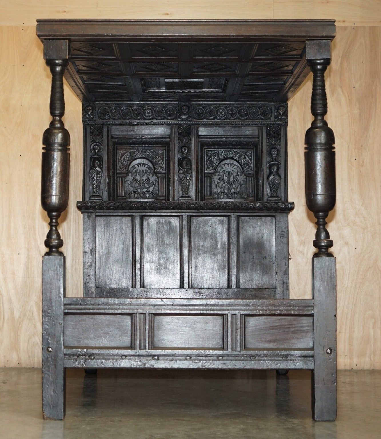 17TH CENTURY JACOBEAN WILLIAM III CIRCA 1650 ENGLISH OAK TESTER FOUR ...